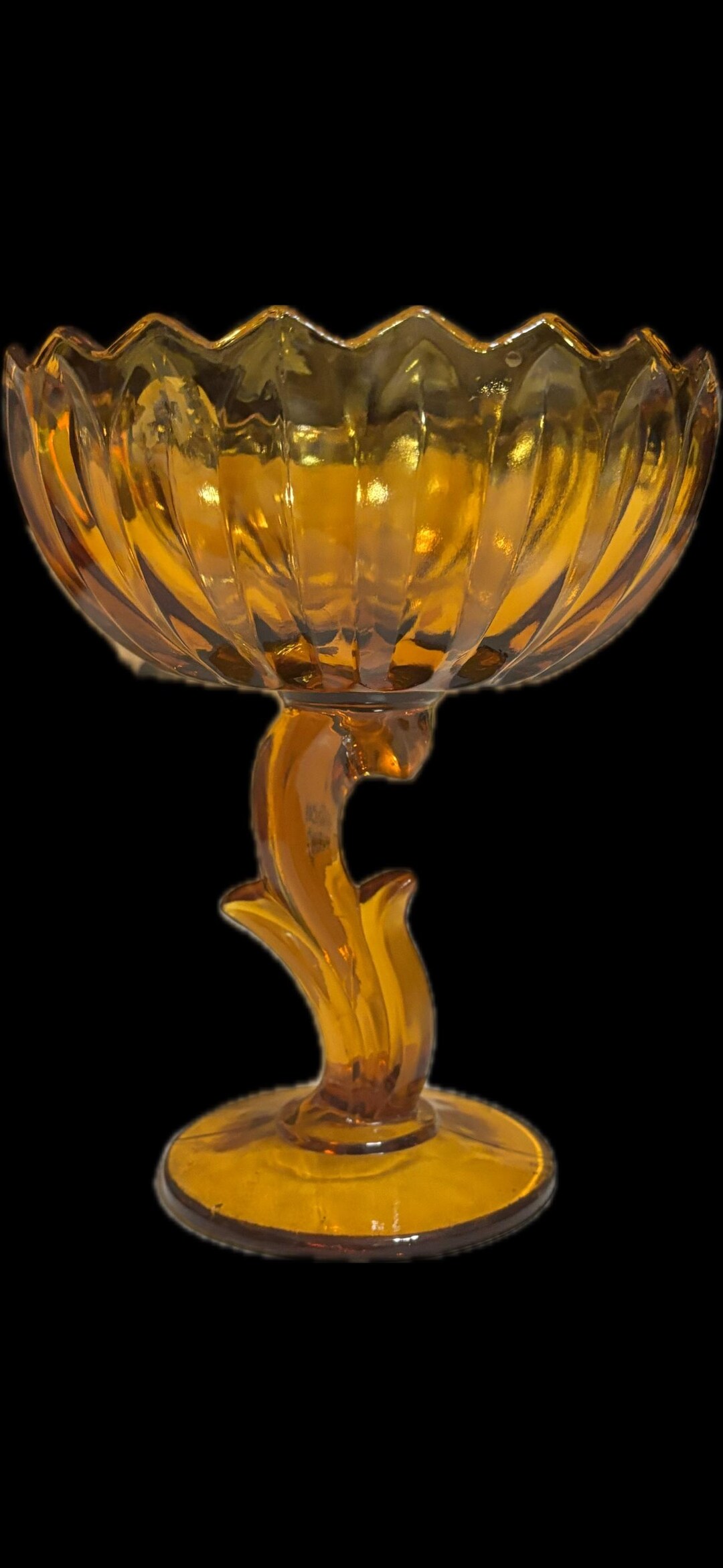 Indiana Glass Amber Lotus Blossom Pedestal Compote - Etsy
