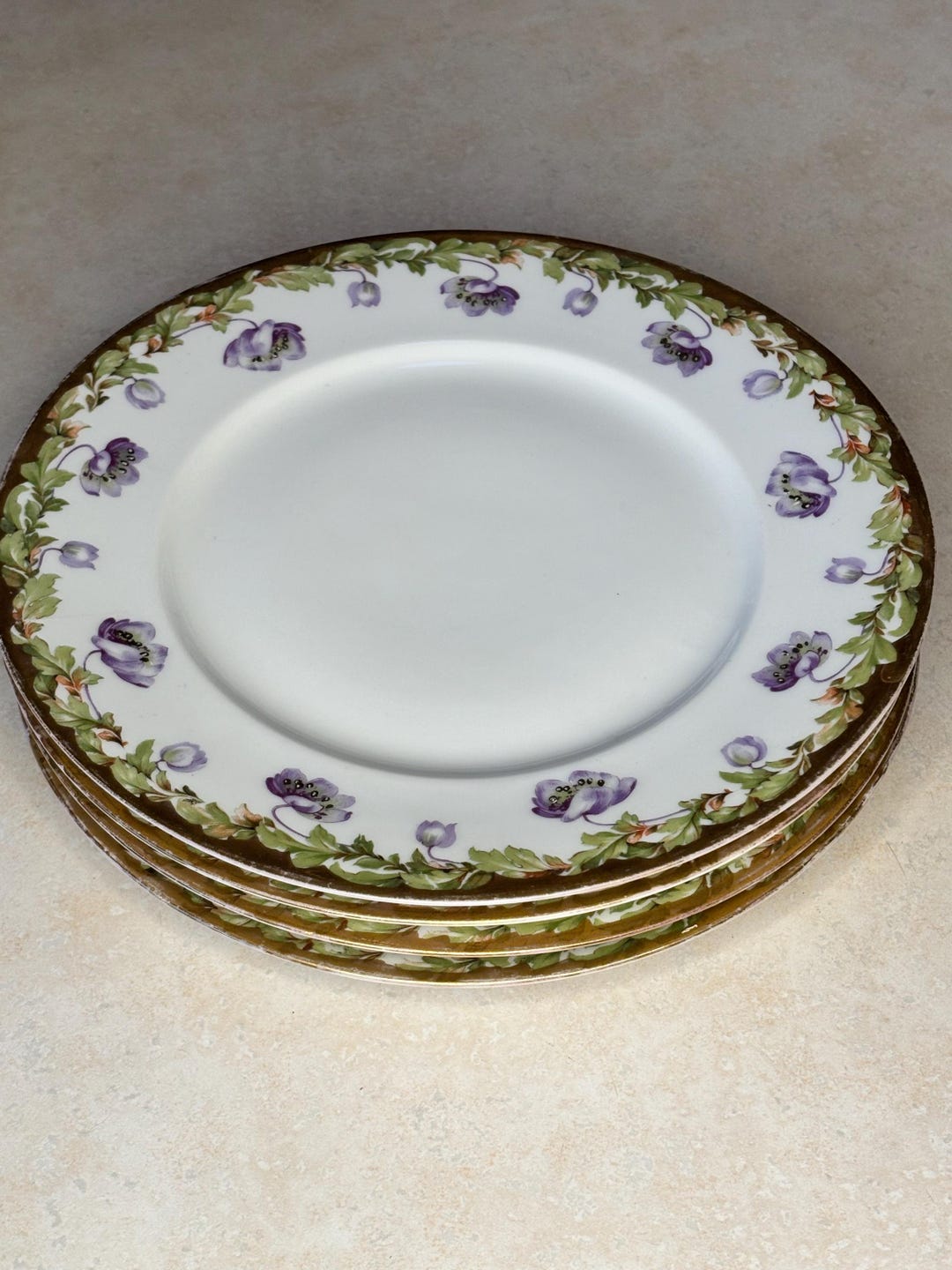 Set of Four Antique Art Nouveau Hand Painted Plates by Weimar Porzellan ...