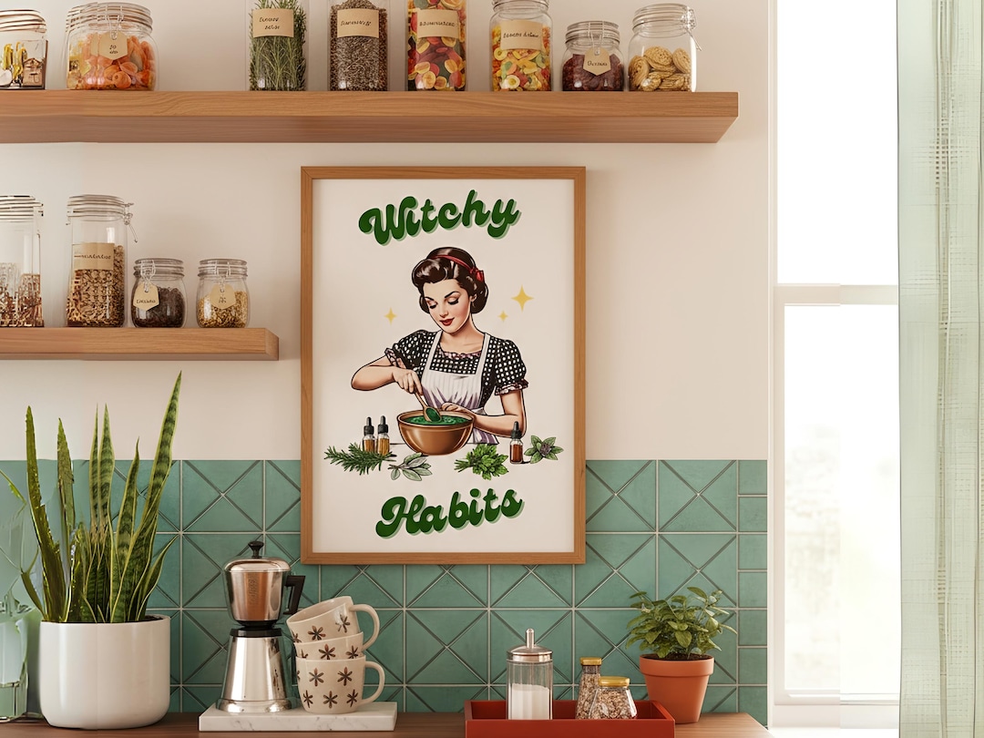 Witchy Habits 50s Witch Retro Digital Wall Art Poster - Etsy