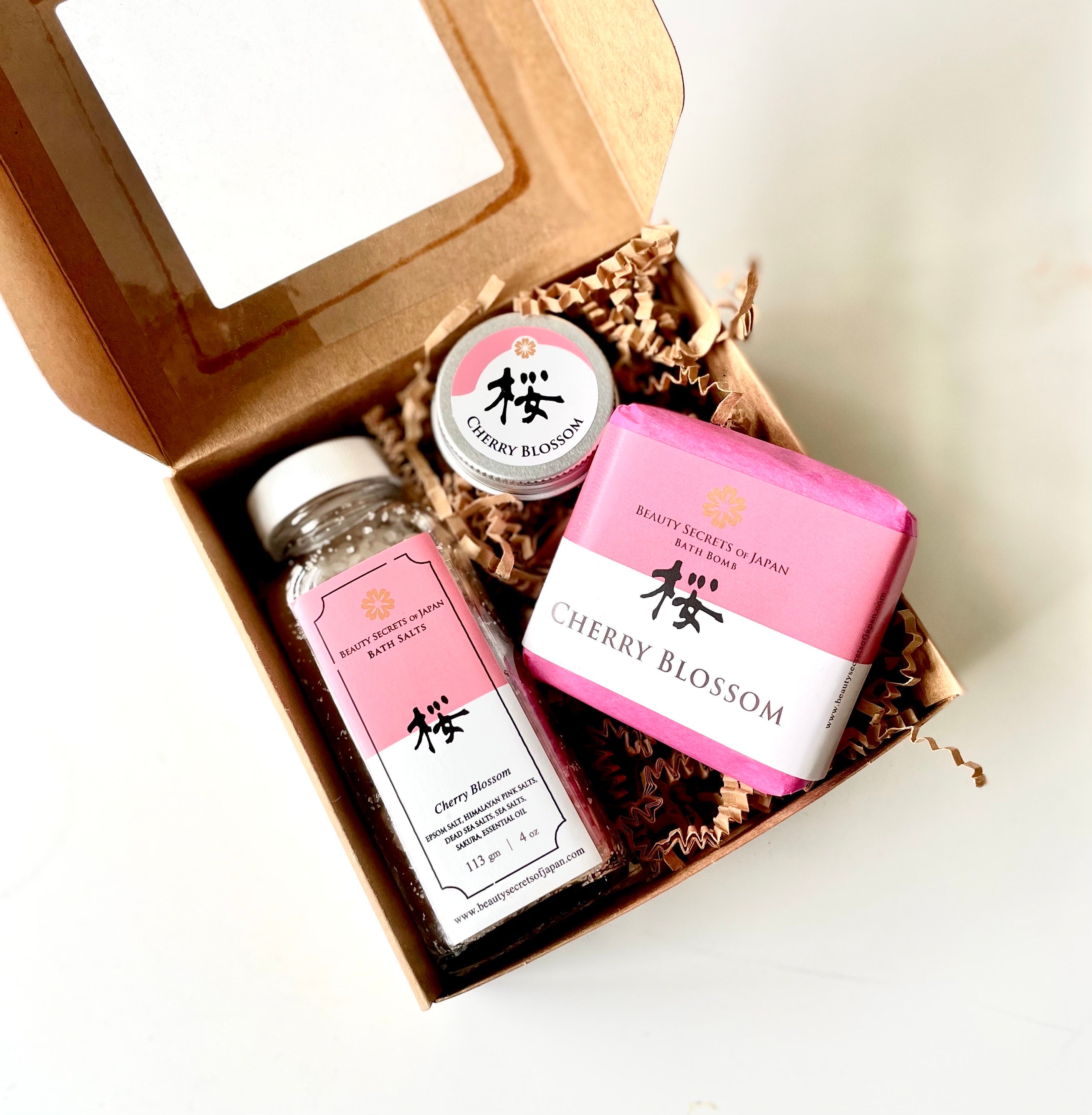 Sakura Gift Set, Sakura Bath Salts, Sakura Bath Bomb, Sakura Lip Balm ...