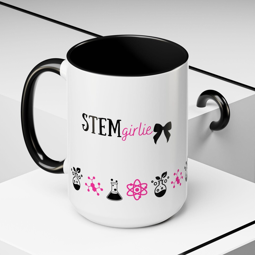 STEM Girlie Mug | Science Design, Pink Black Accent - Etsy