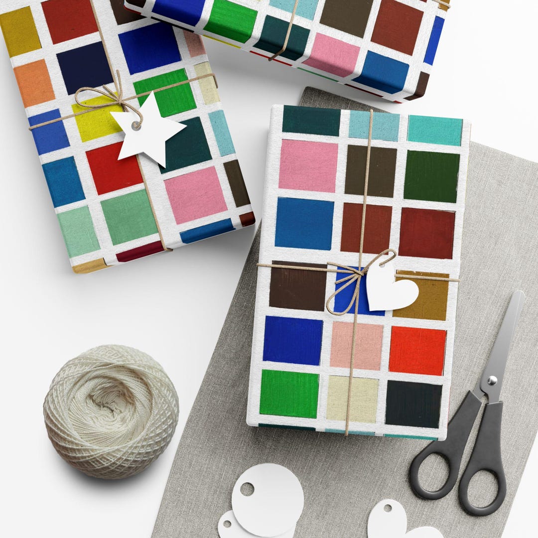 Midcentury Modern Gift Wrap: Vibrant Colorful Squares, Eco-friendly - Etsy