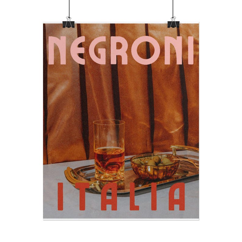Vintage Negroni Poster - 80s Art Deco Cocktail Print - Italian Aperitif ...