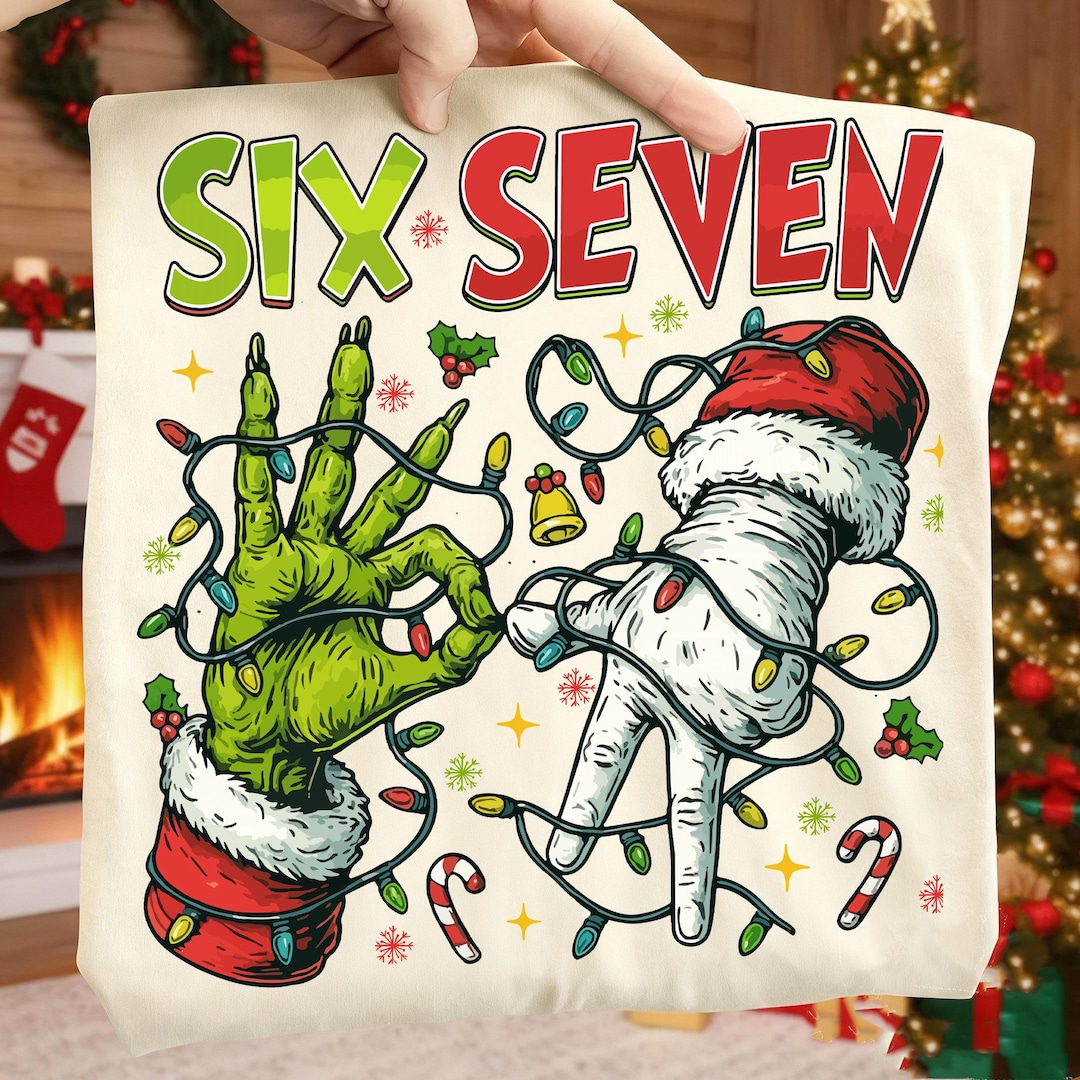 Trending Six Seven Meme Funny Christmas PNG, Viral 6 7 Santa Meme ...