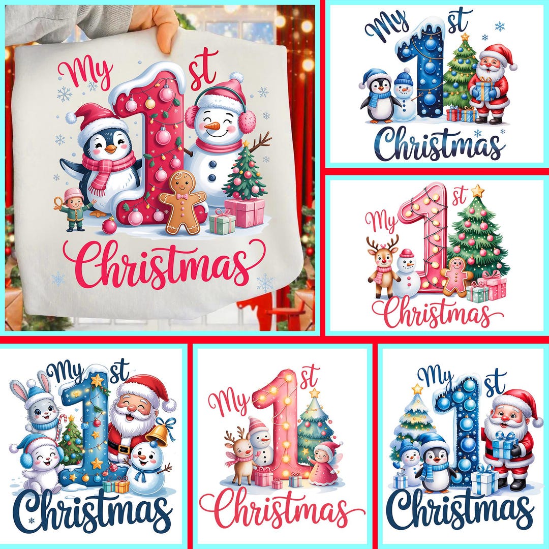 Baby's First Christmas Clipart PNG Bundle | Holiday Sublimation ...