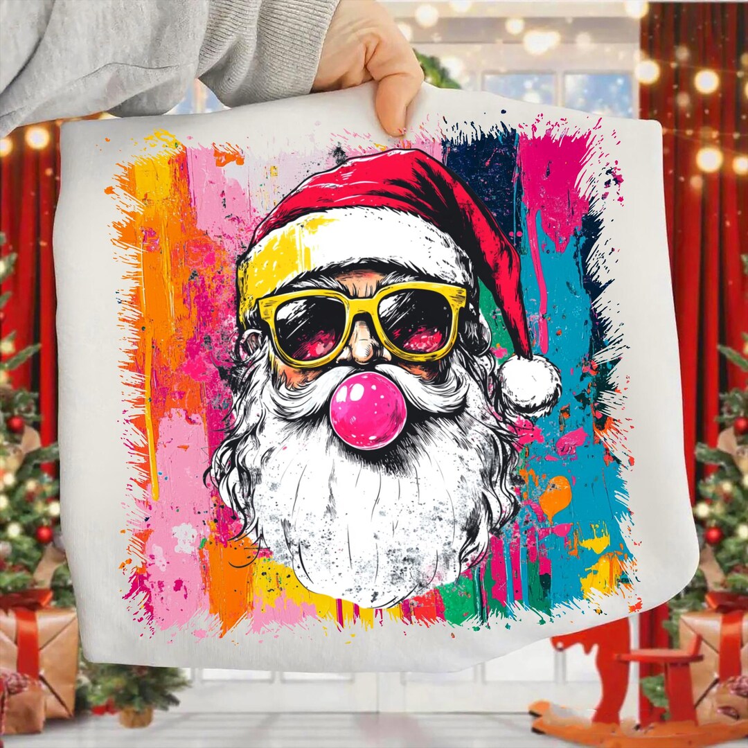 Retro Santa With Bubble Gum PNG, Christmas Sublimation (digital ...