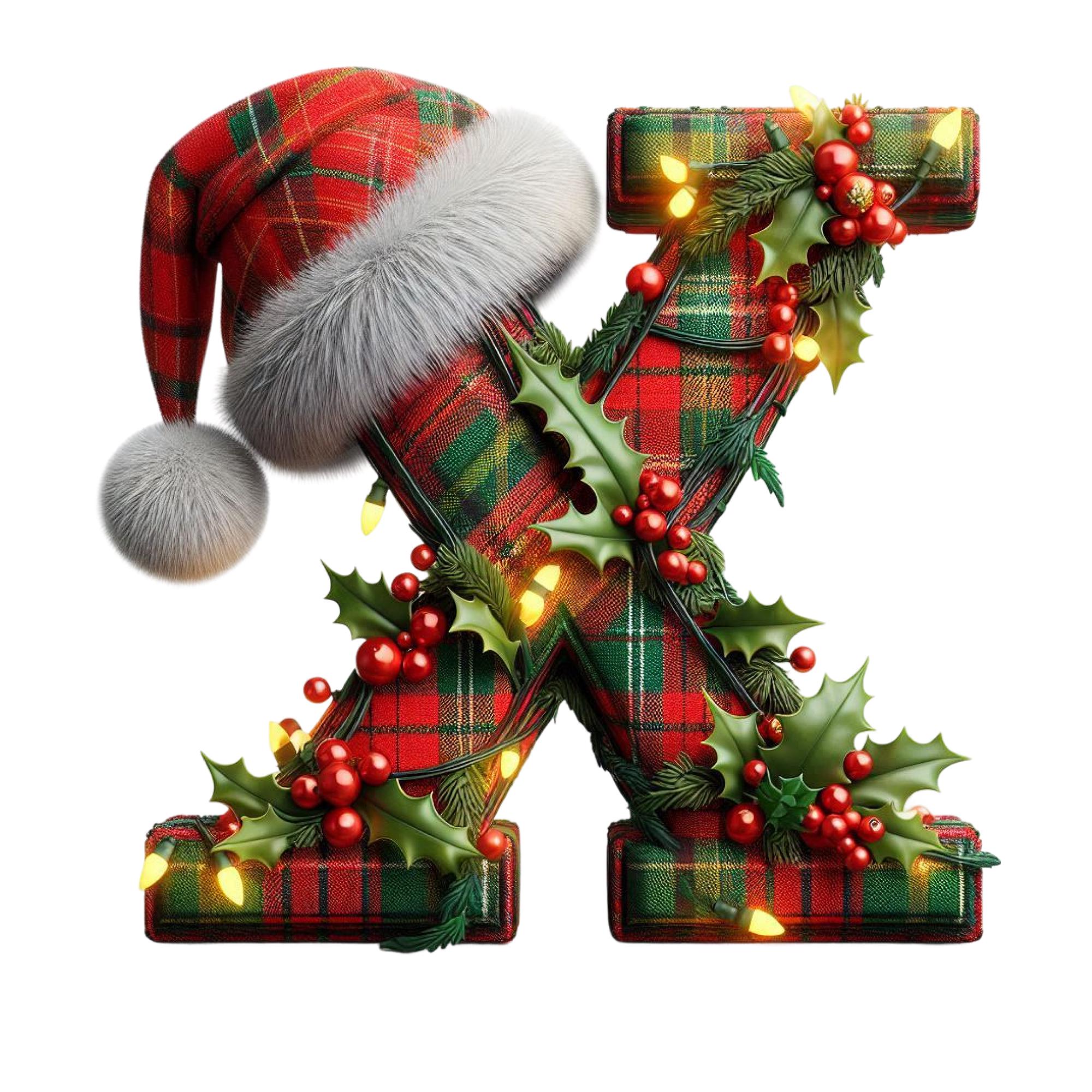 Christmas Alphabet Clipart Bundle PNG, Festive Letter Set for Holiday ...