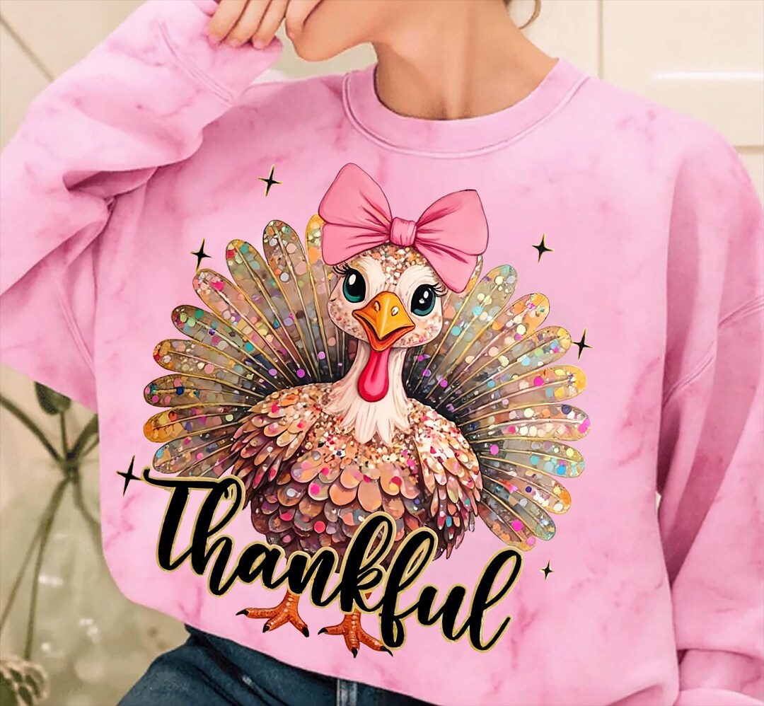 Glitter Turkey Thanksgiving PNG, Sparkly Fall Turkey PNG, Cute Coquette ...