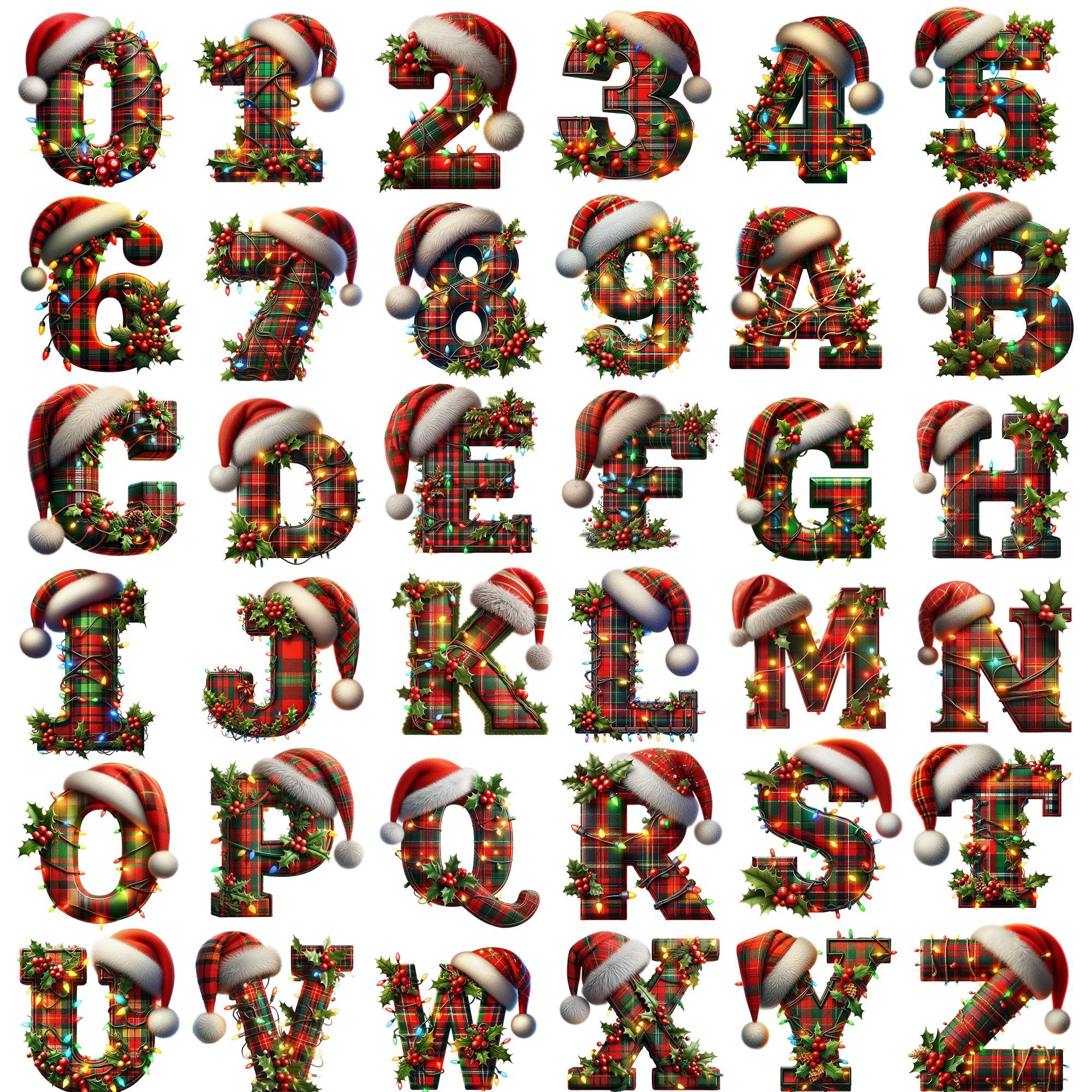 Christmas Alphabet Clipart Bundle PNG, Festive Letter Set for Holiday ...