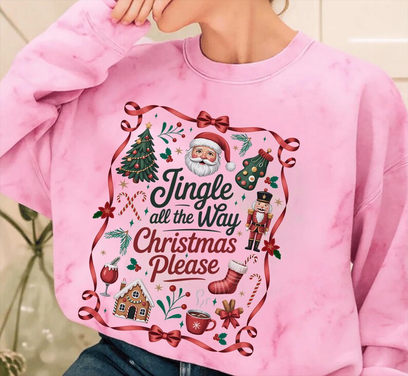 Preppy Christmas Doodles PNG, Jingle All the Way Clipart (digital ...