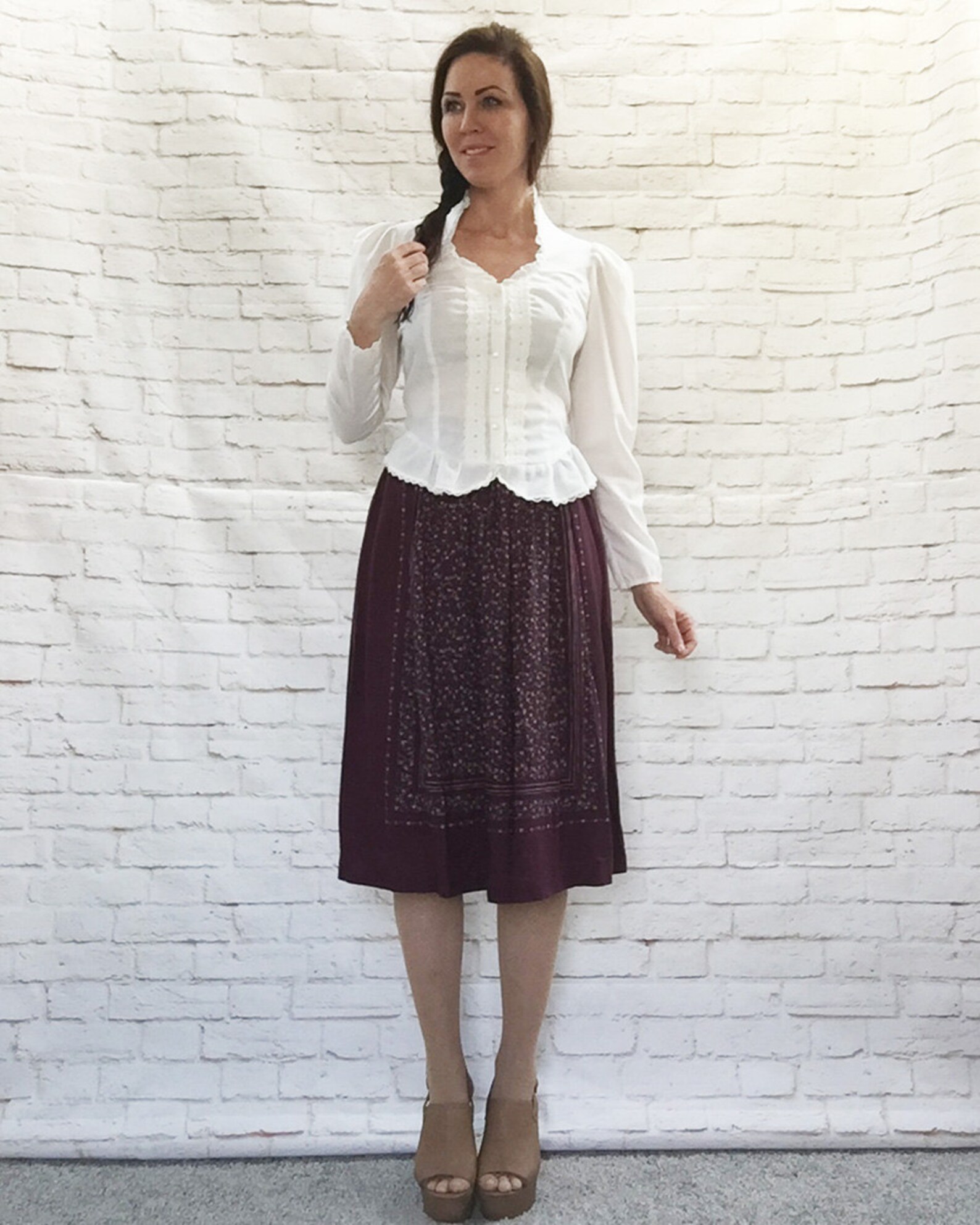 Vintage 70s Bandana Print Apron Border Skirt S Plum Folksy - Etsy