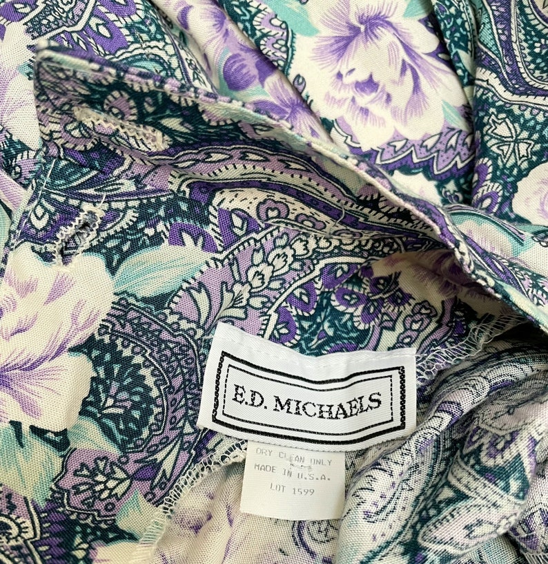 Vintage 80s Paisley Floral Cottage Core Market Dress M Pockets Puff ...