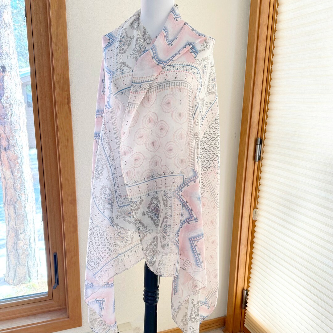 Vintage 90s Large Shawl Pastel Southwestern Patchwork Bandana Print ...