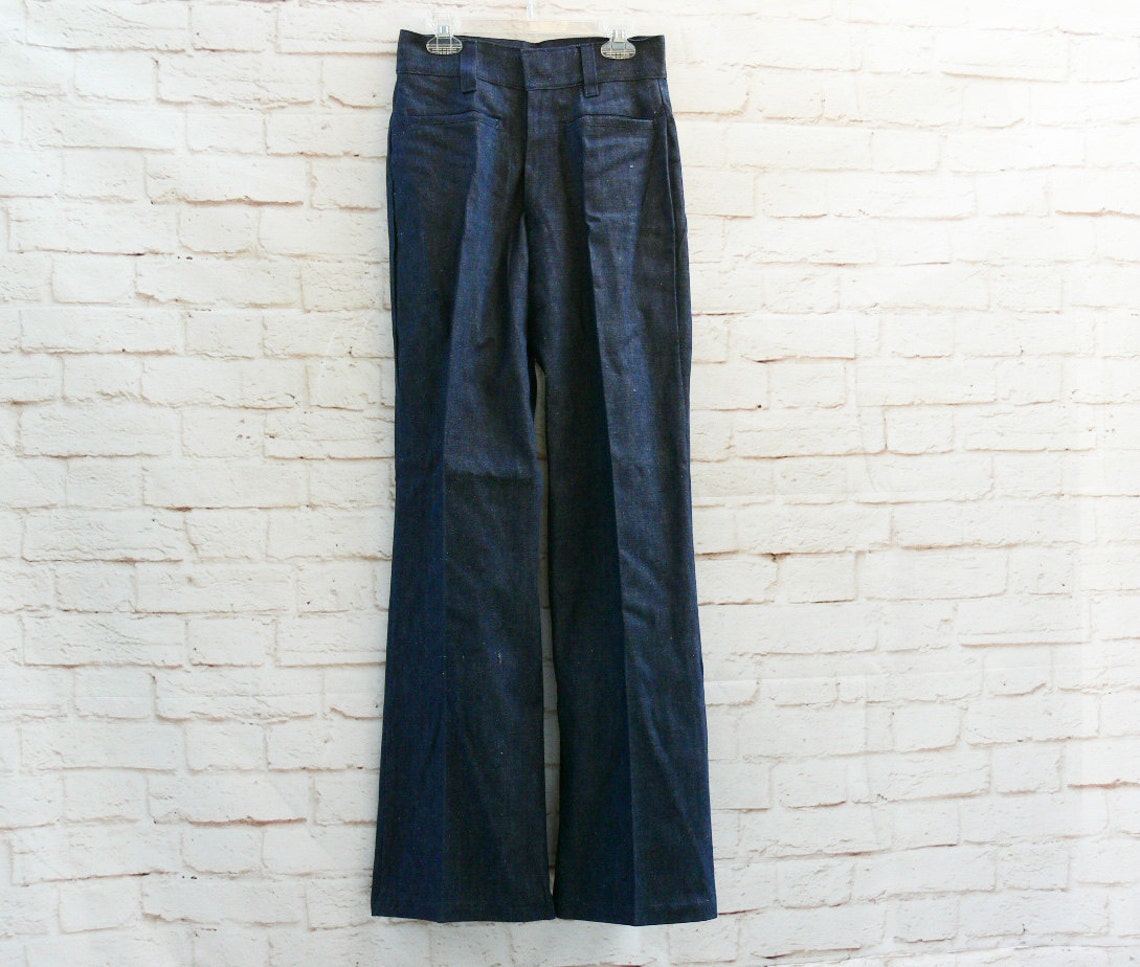 Vintage 70s Flared Wide Leg Denim Pants High Waist Nwt Etsy