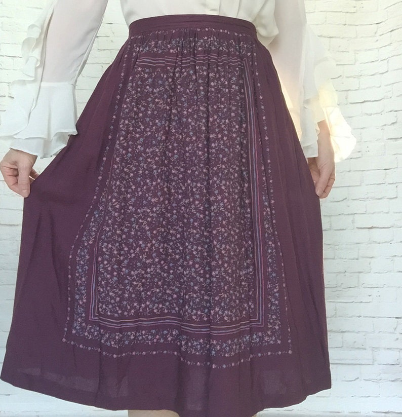 Vintage 70s Bandana Print Apron Border Skirt S Plum Folksy - Etsy