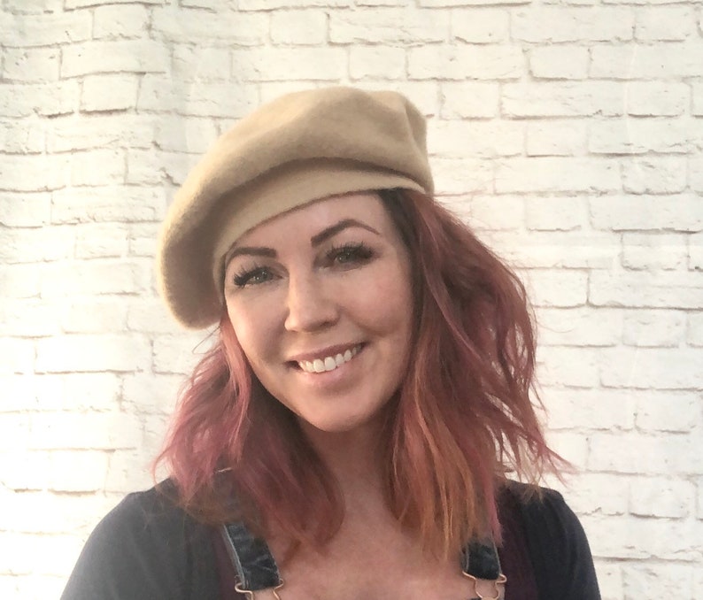 Vintage 90s Tan Wool Beret Ellen Tracy Hat French Felt Tam | Etsy