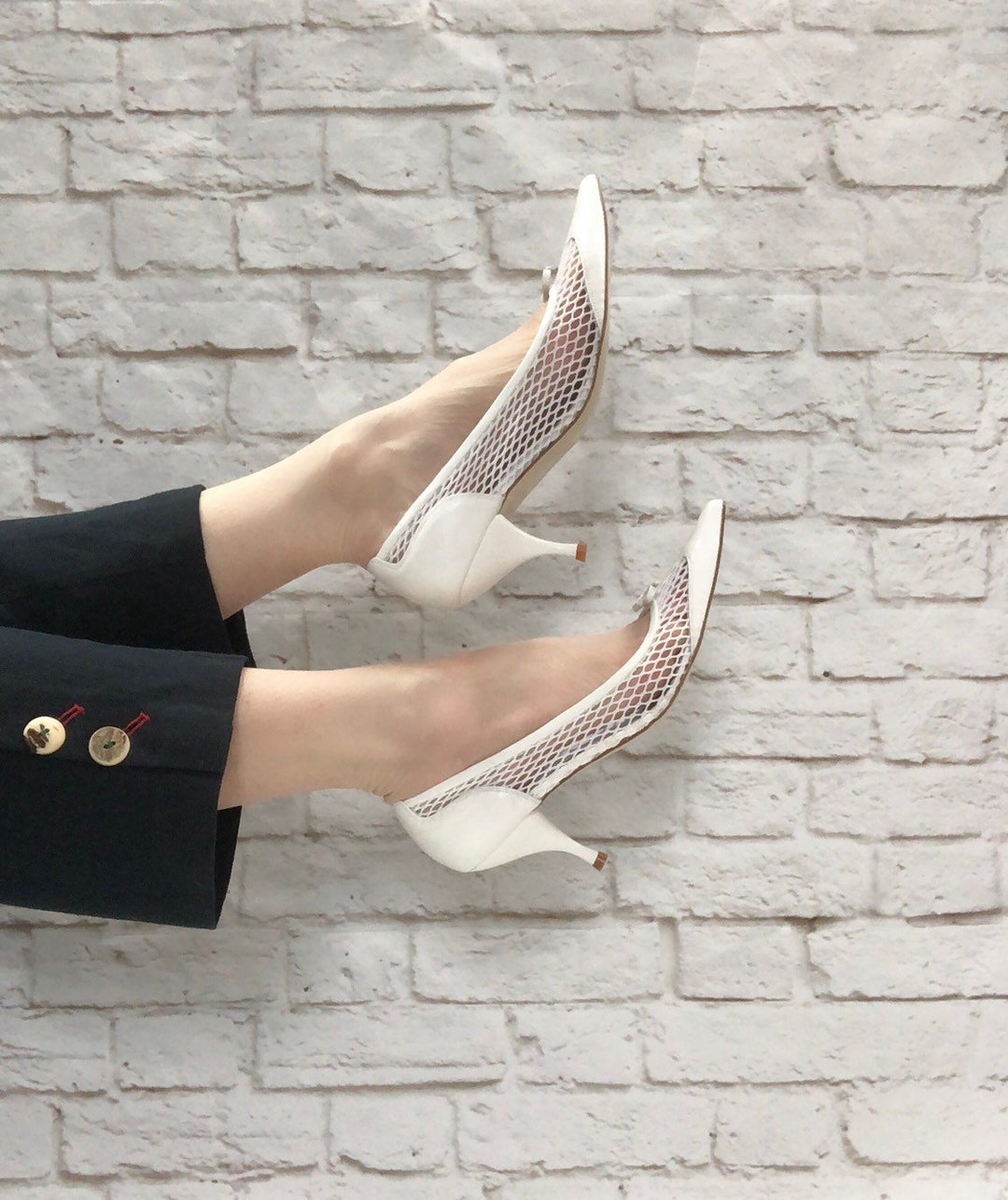 Vintage 50s NOS White Sheer Mesh Netting Pointed Toe Pumps - Etsy