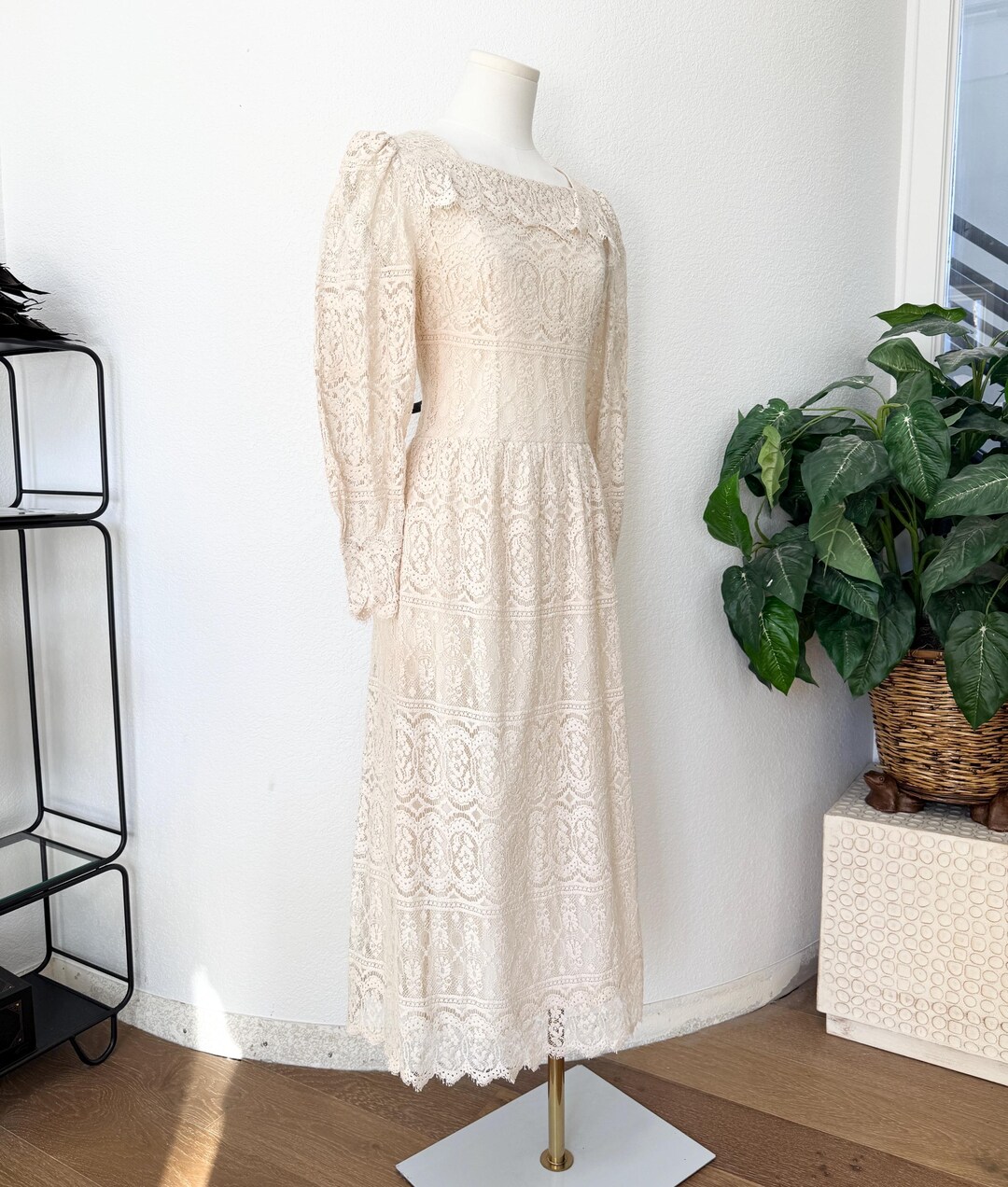 Vintage 70s Lanz Macrame Lace Victorian Peasant Bohemian Dress S Tea ...