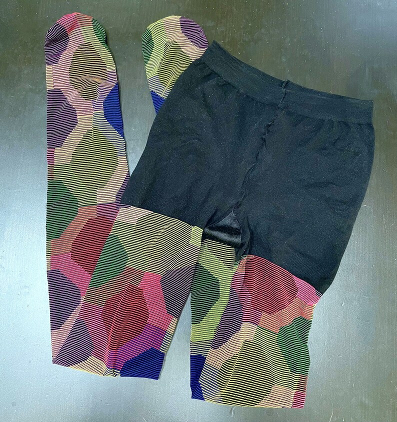 Vintage 90s Does 60s Mod Geometric Pattern Multi Color Tights XS S M ...