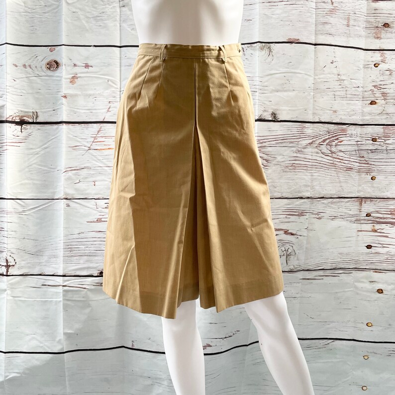Vintage 70s Khaki Pleated Wide Leg Scout Uniform Culottes Gauchos S ...