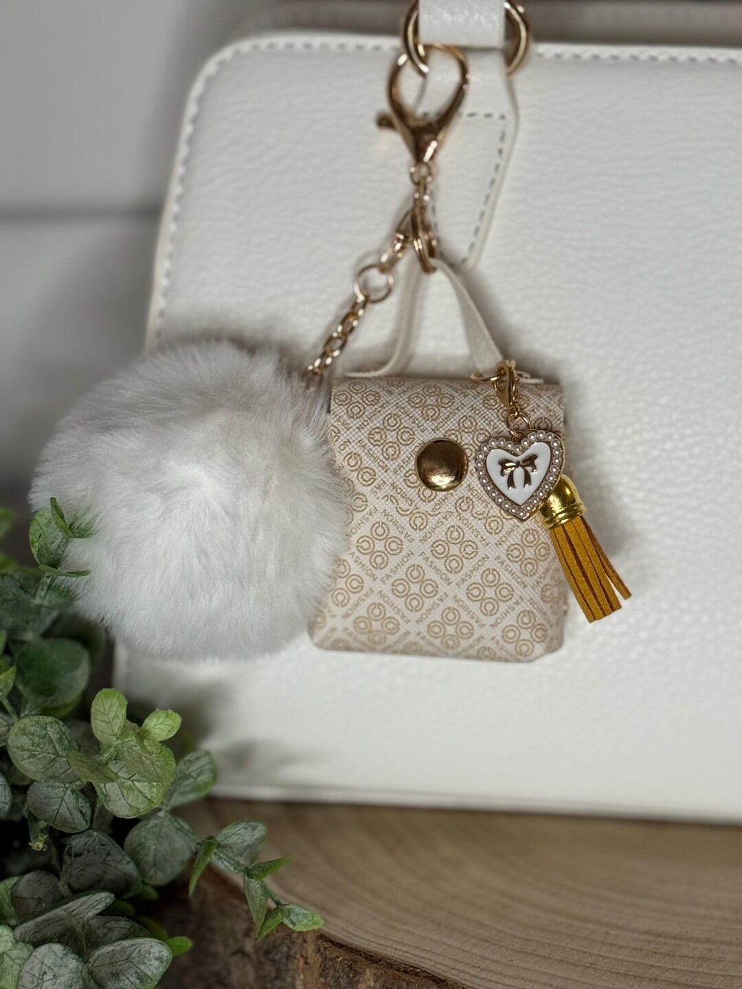Miniature Luxury Handbag Keychain, Faux Leather AirPod Case, Bag Charm ...
