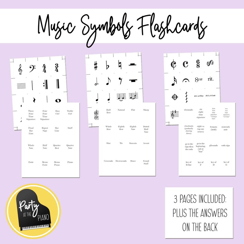 Music Symbols Flashcards - Etsy