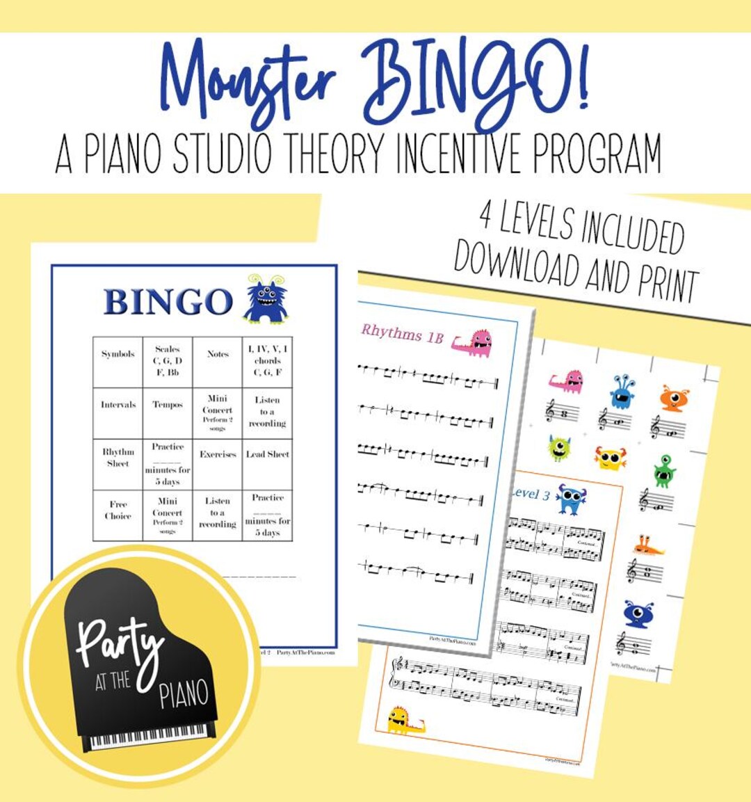 Monster Bingo! A Piano Studio Theory Incentive Program - Etsy