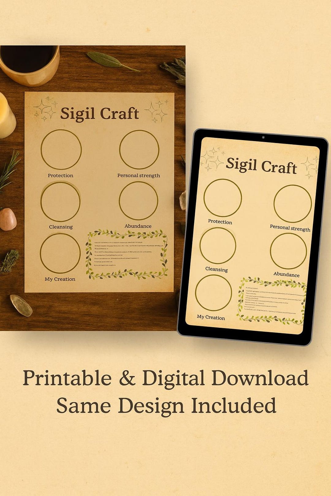 Sigil Craft Worksheet | Witchcraft Printable Template (digital Download ...