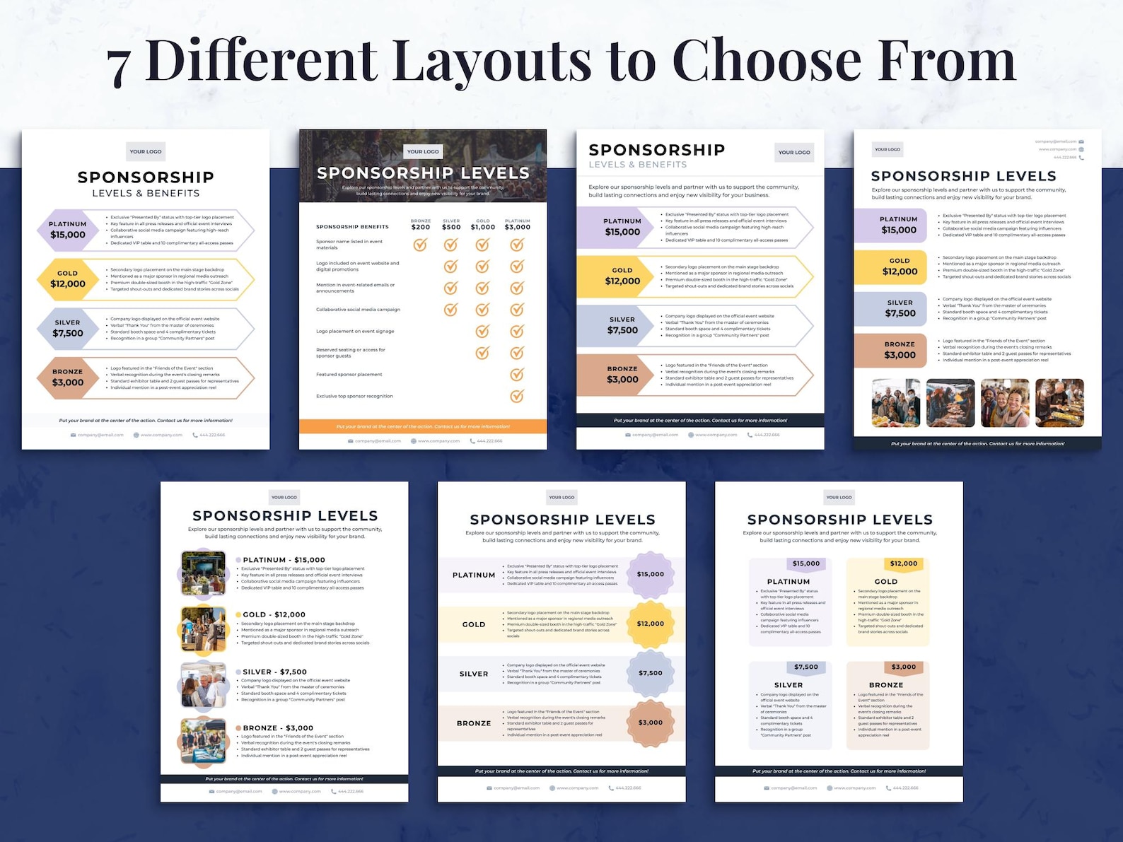 Sponsorship Levels Templates | Canva | 7-pack - Etsy
