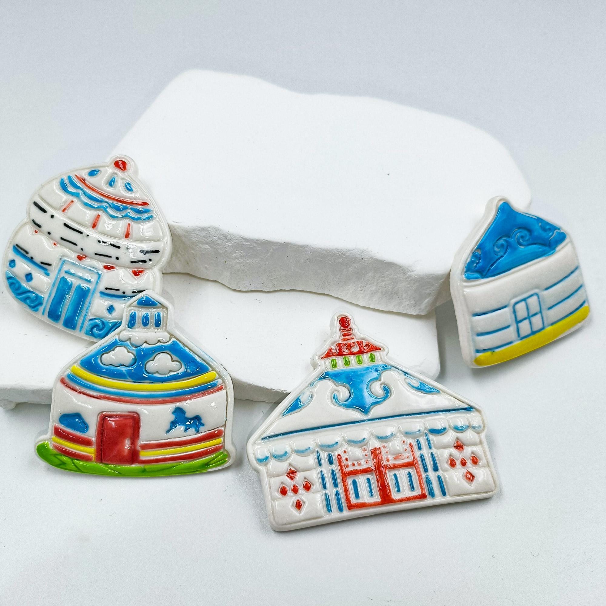 Hand-drawn Refrigerator Magnets, Cute House Refrigerator Magnets ...