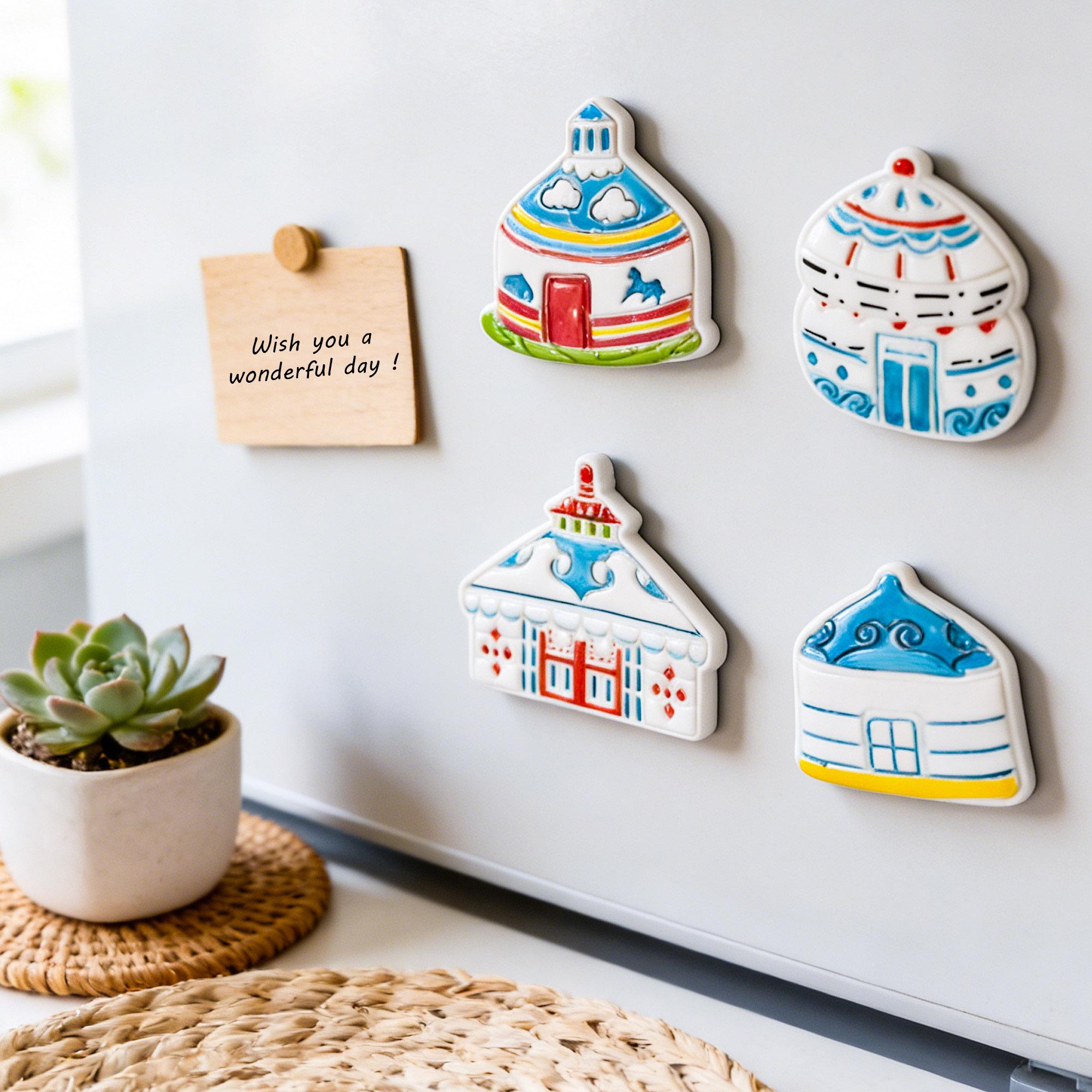 Hand-drawn Refrigerator Magnets, Cute House Refrigerator Magnets ...