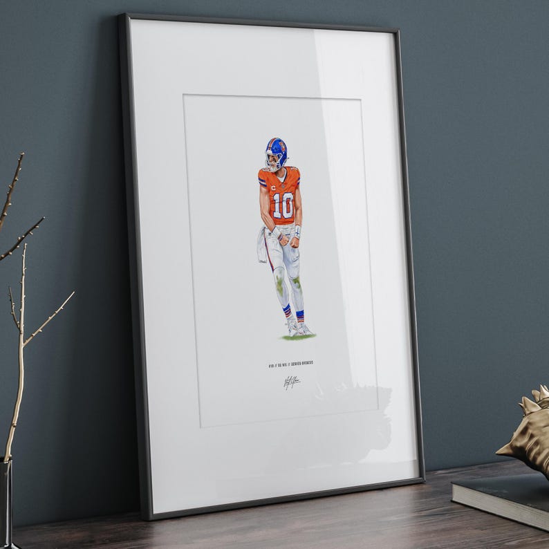 Bo Nix Poster, Denver Broncos Football Wall Art, 8x10 Sports Print for ...