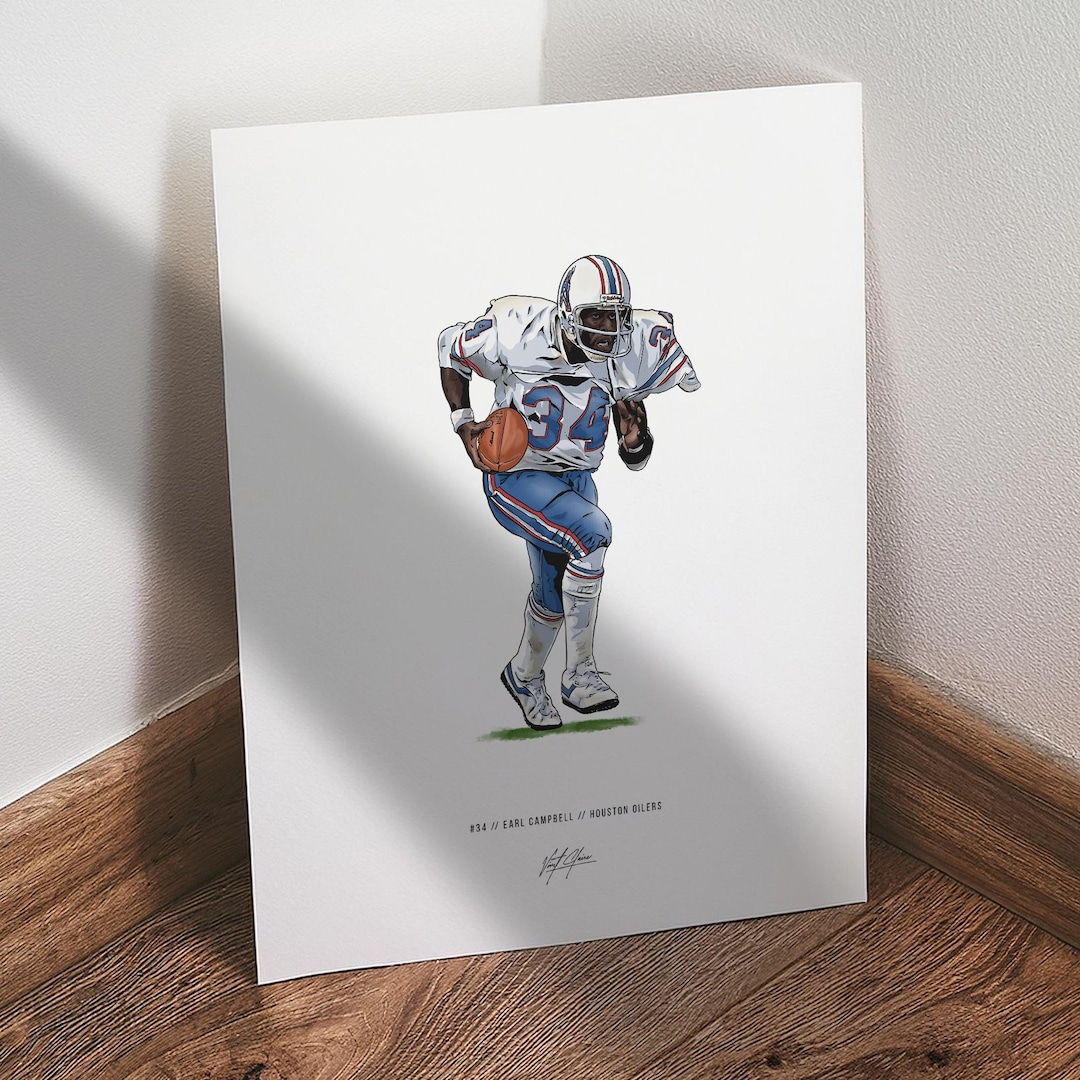 Earl Campbell Poster, Houston Oilers Football Wall Art, 8x10 Sports ...