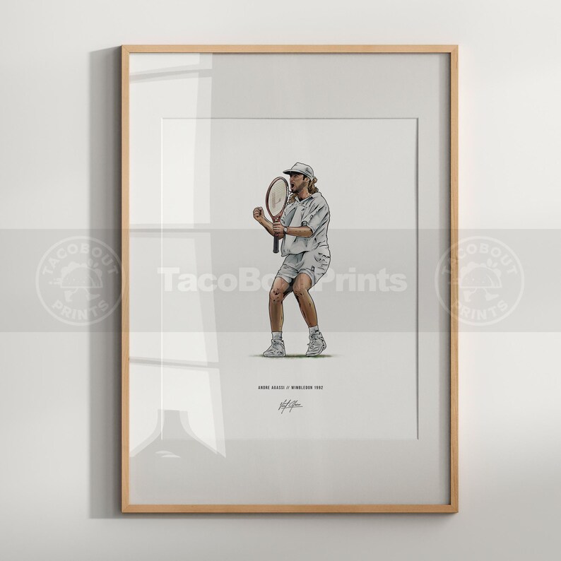 Andre Agassi Tennis Poster Wimbledon Tennis Wall Art 8x10 Sports