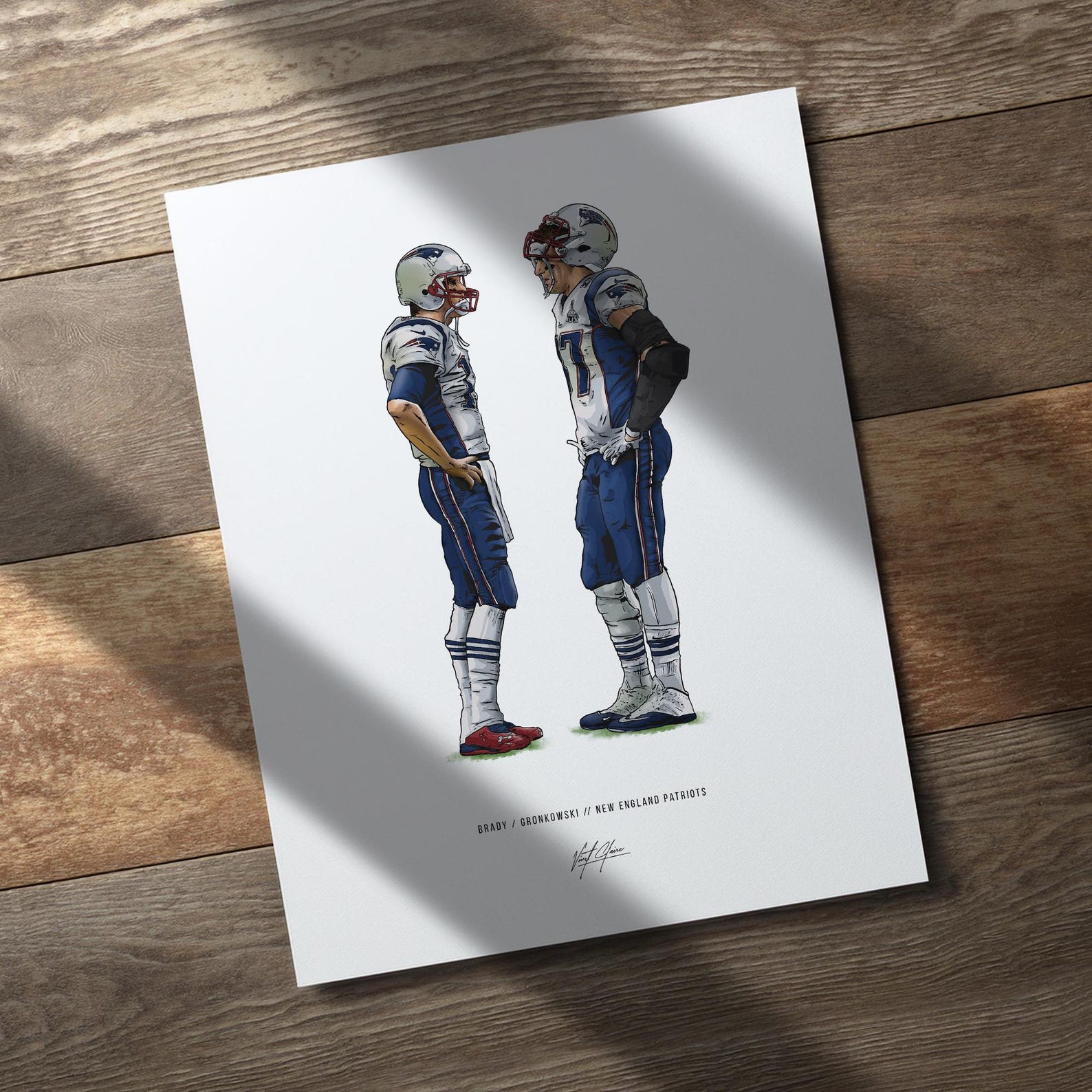 Tom Brady Rob Gronkowski Poster, New England Patriots Football Wall Art ...
