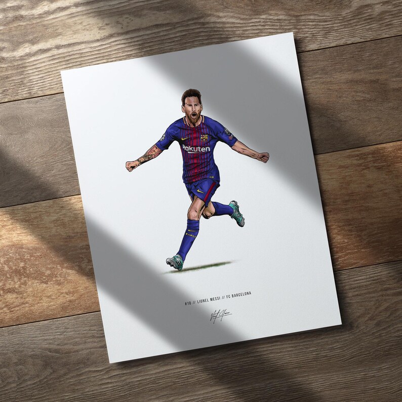 Lionel Messi Poster, FC Barcelona Soccer Wall Art, 8x10 Sports Print ...
