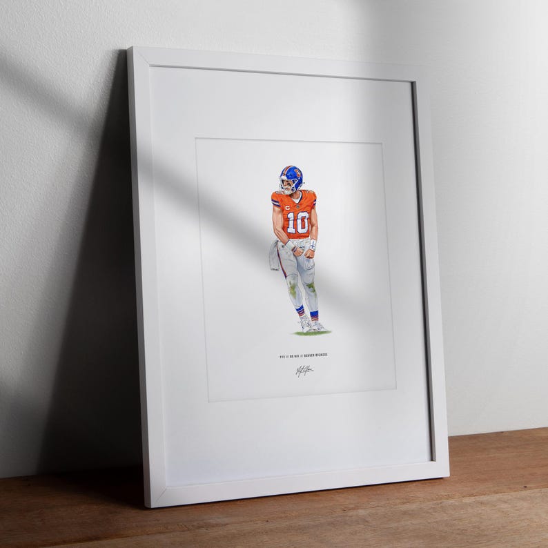 Bo Nix Poster, Denver Broncos Football Wall Art, 8x10 Sports Print for ...