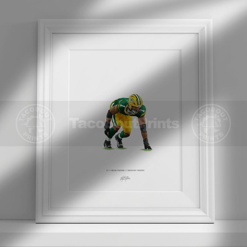 Micah Parsons Poster, Green Bay Packers Football Wall Art, 8x10 Sports ...