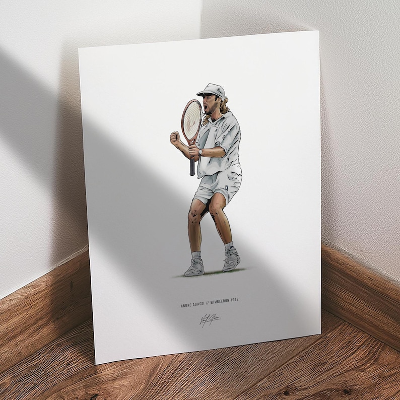 Andre Agassi Tennis Poster Wimbledon Tennis Wall Art 8x10 Sports