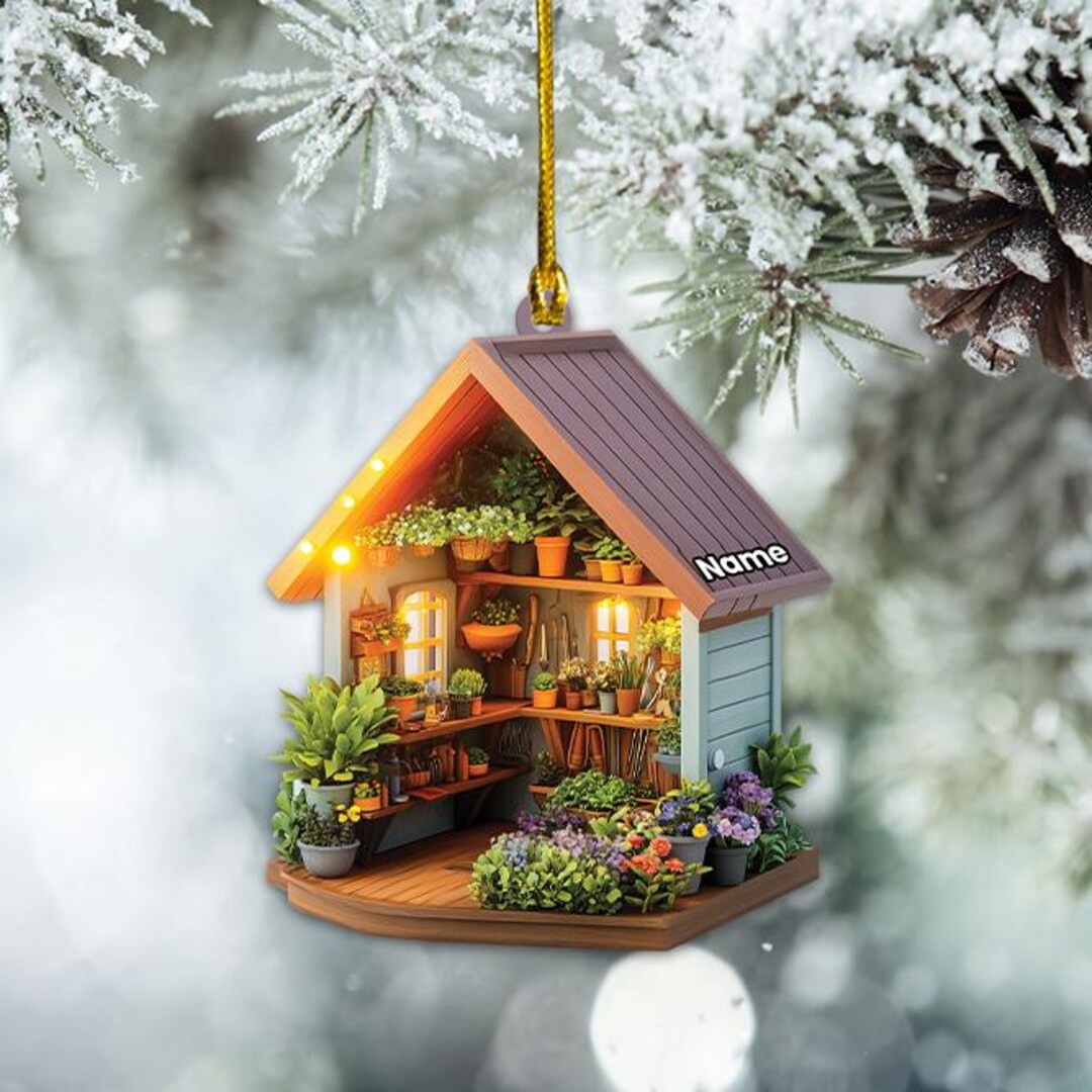 Personalized Garden Shed Ornament, Garden House Christmas Ornament ...