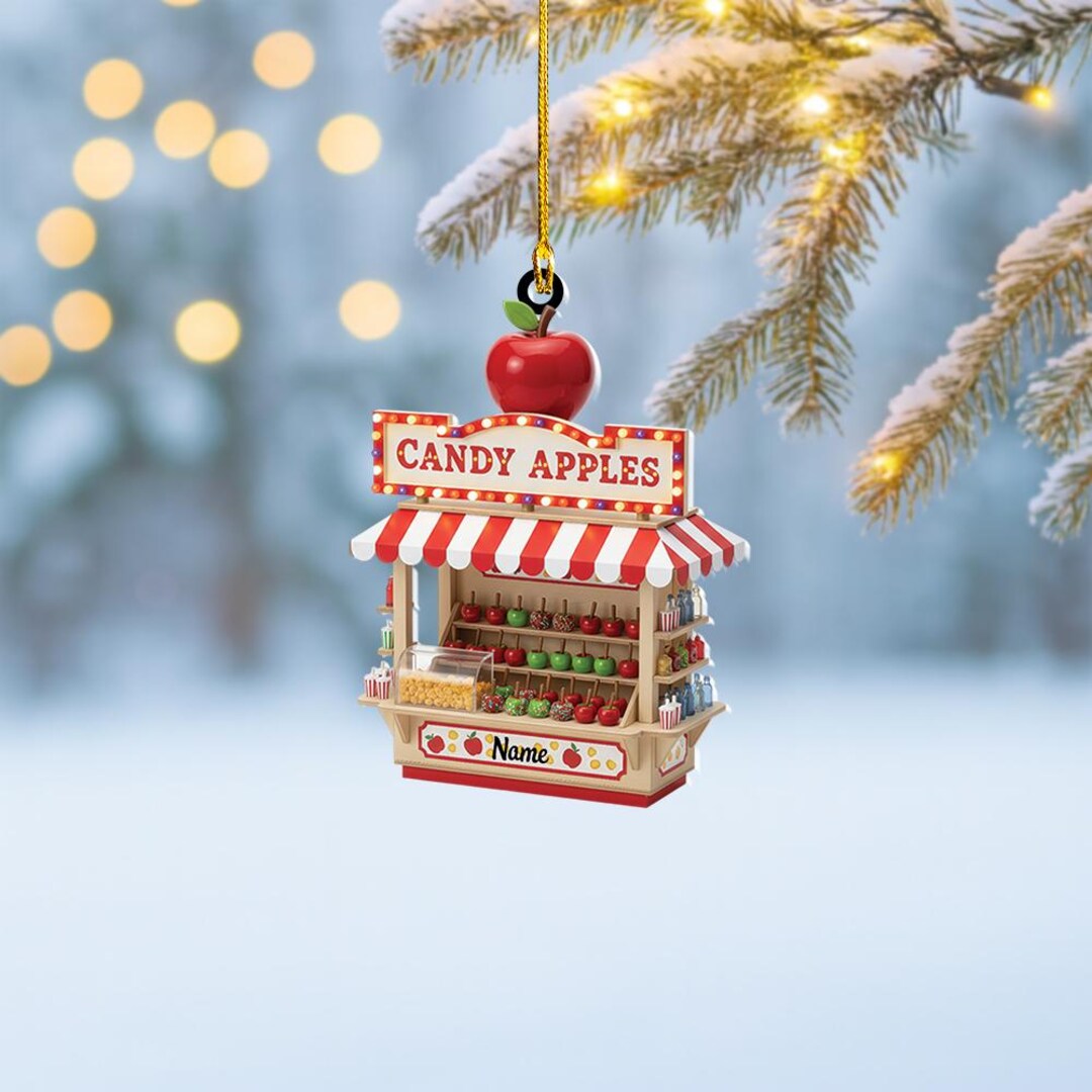Personalized Candy Apple Stand Ornament, Fair Food Christmas Gift ...