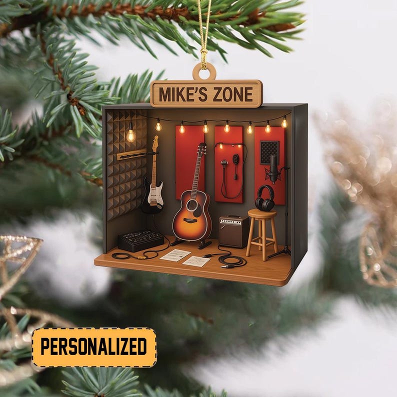 Personalized Recording Booth Ornament, Recording Room Christmas ...