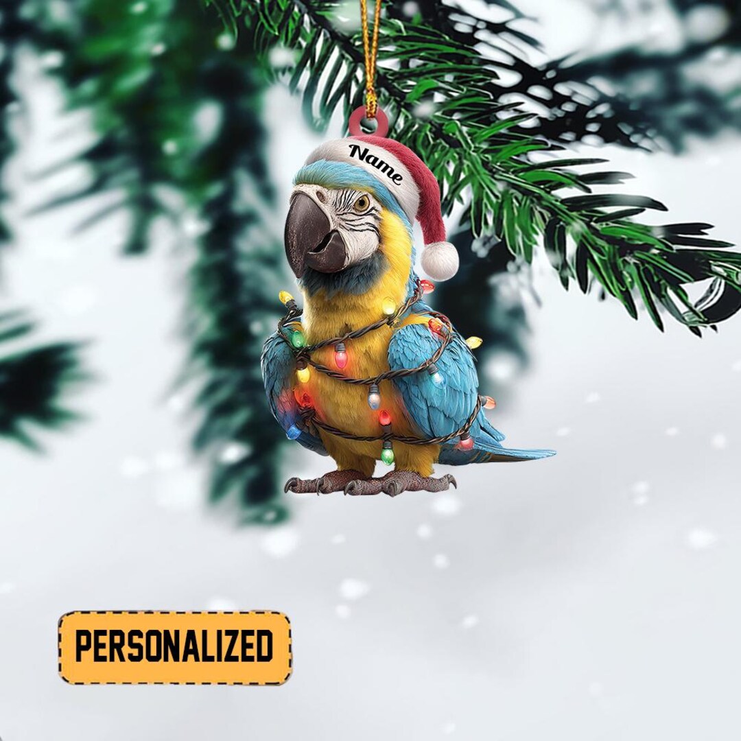 Personalized Blue Gold Macaw Ornament, Blue Gold Macaw Christmas Lights ...