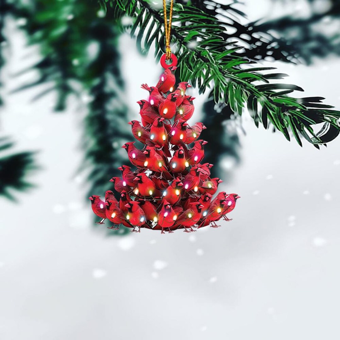 Red Cardinal Christmas Tree Ornament, Cardinal Bird Xmas Holiday ...