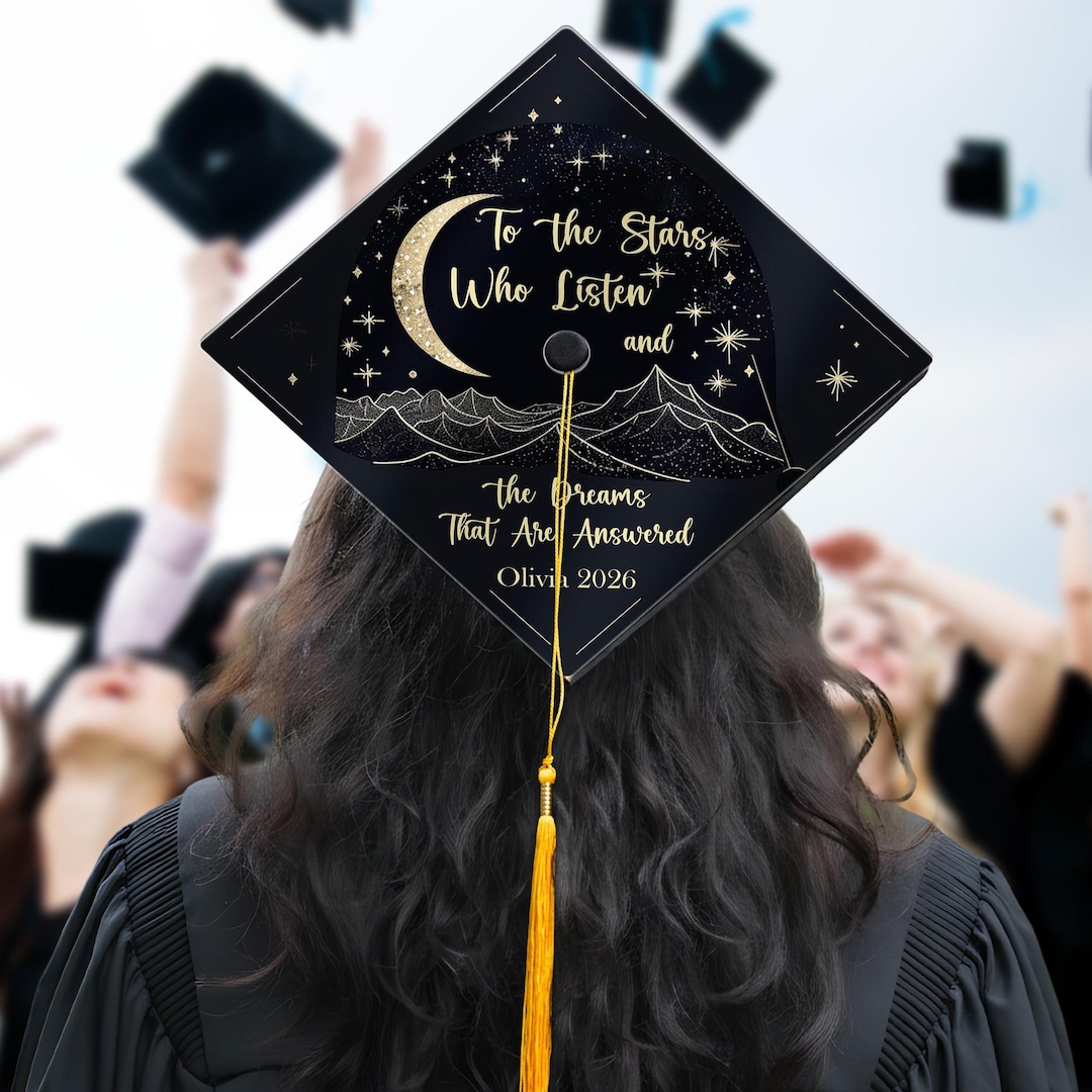 Stars Who Listen Quote Graduation Cap Topper, Celestial Fantasy Grad ...
