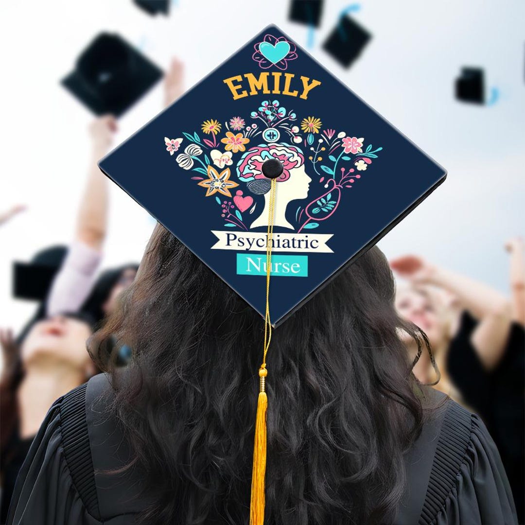 Psychiatric Nurse Graduation Cap Topper, Psych RN Grad Decal, Mental ...