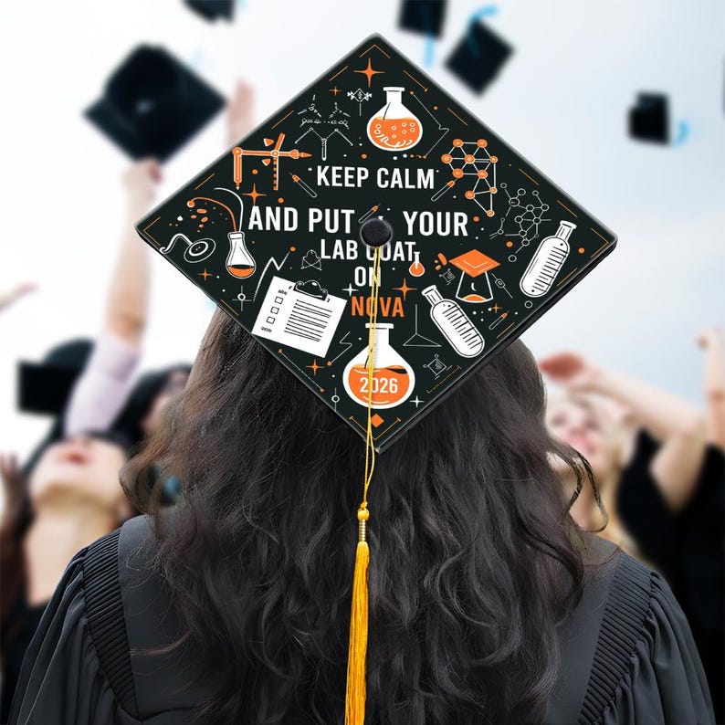Lab Coat Science Graduation Cap Topper, Medical Laboratory Grad Decal ...