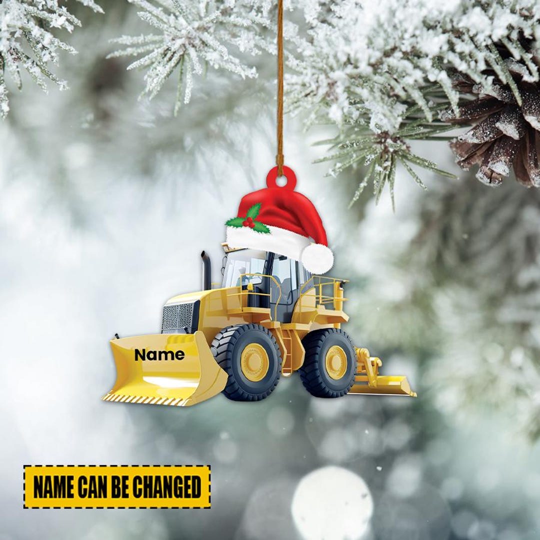 Personalized Wheel Loader 2D Flat Christmas Ornament, Construction ...