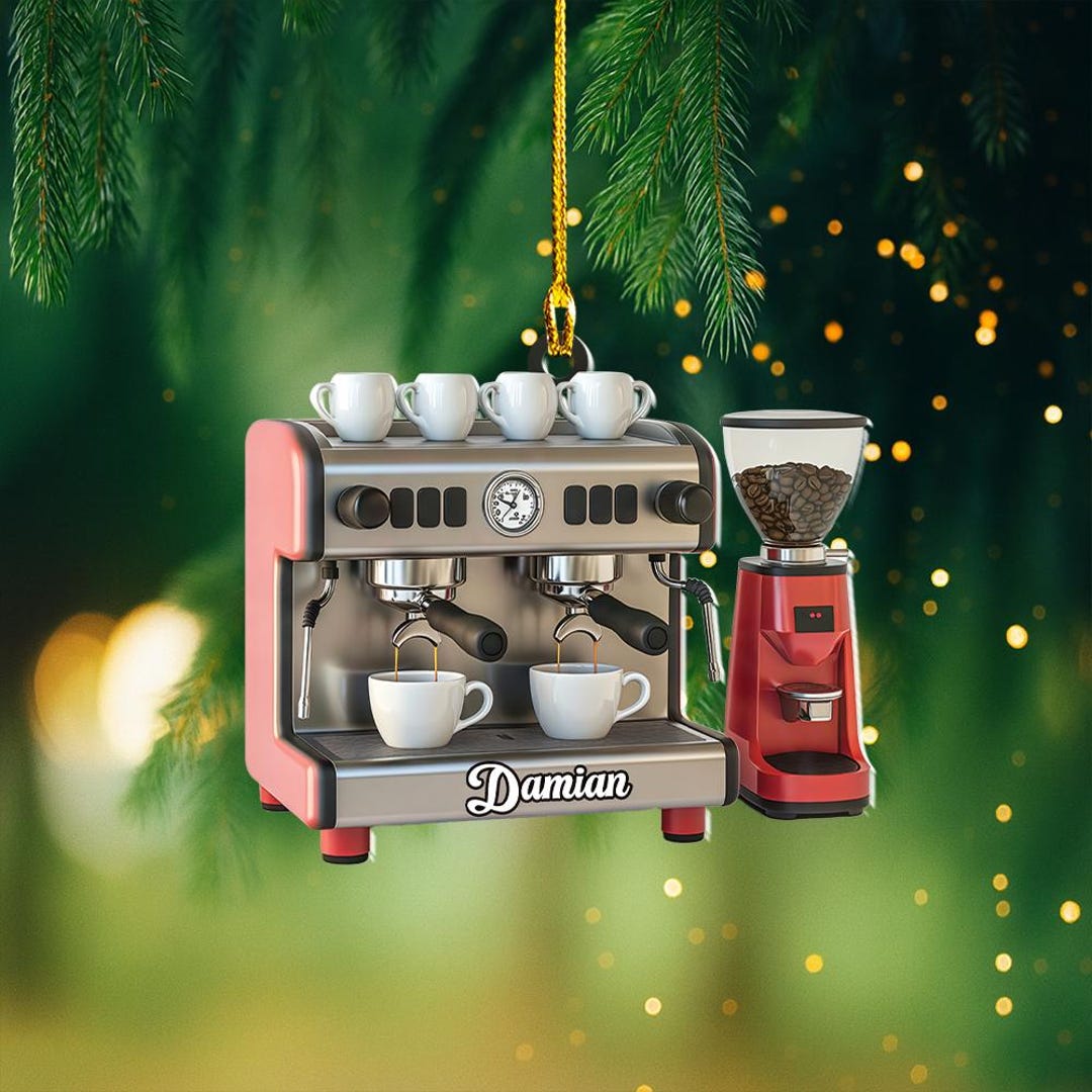 Personalized Coffee Machine Ornament, Espresso Machine Christmas ...