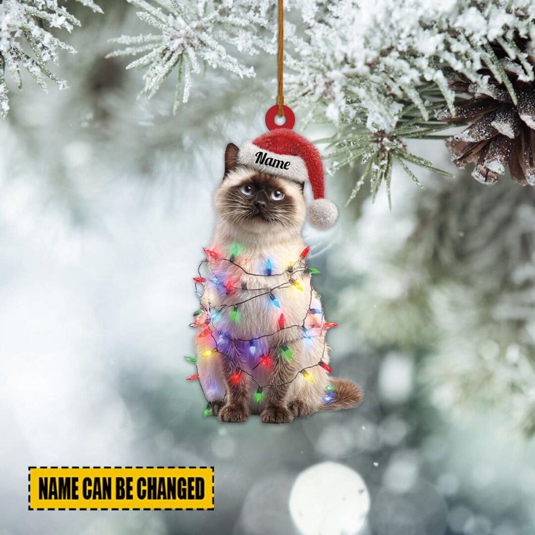 Personalized Balinese Cat Ornament, Balinese Cat Christmas Lights ...